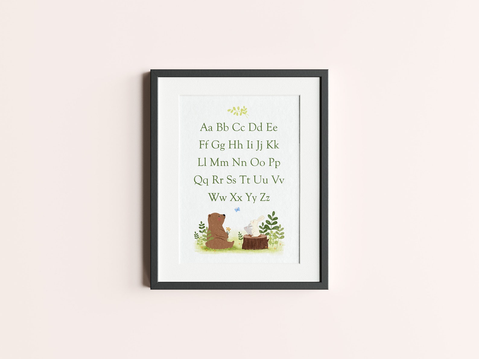 Green Alphabet Poster Woodland ABC Print Printable Wall | Etsy