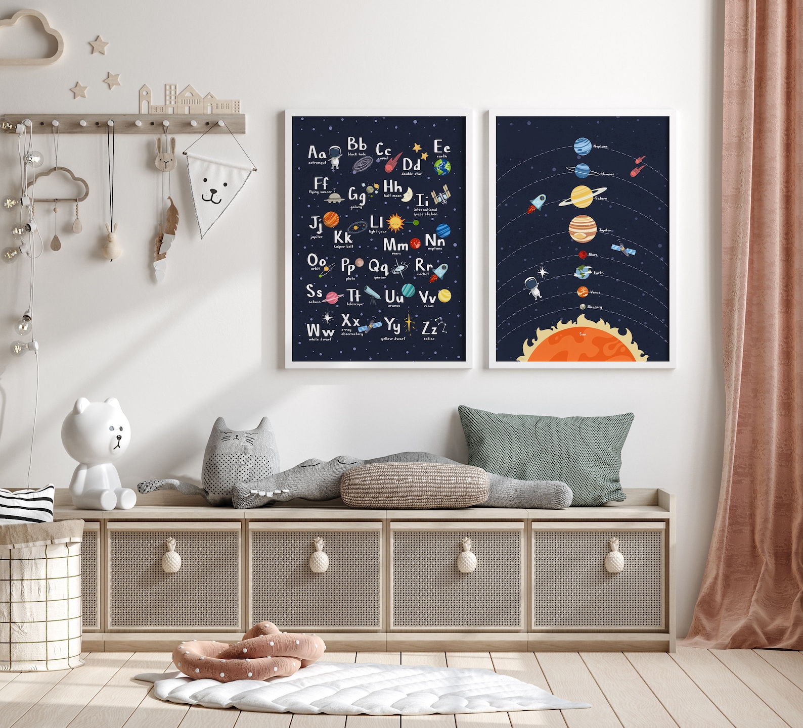 Outer Space Alphabet Solar System Poster Set of 2 Printable | Etsy