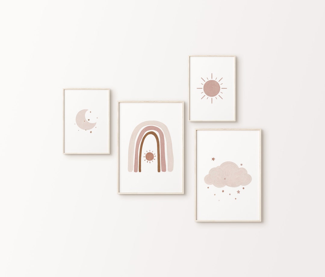 Boho Rainbow Set of 4 | Neutral Nursery Decor | Printable Wall Art ...