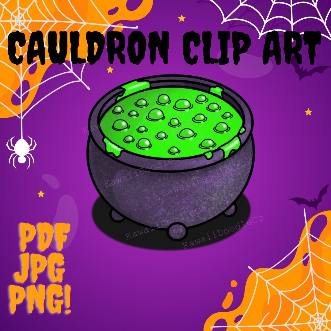 Creepy Cute Cauldron Clip Art Halloween Witch Planner Die Cuts Stickers ...