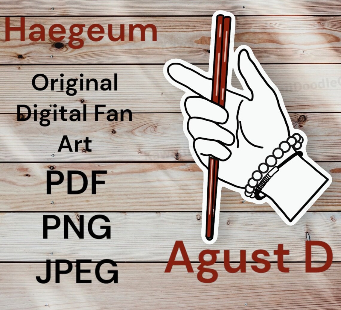 Agust D Haegeum Suga Min Yoongi Chopsticks D-day Tour Inspired Digital Original Fan Art BTS Hand ...