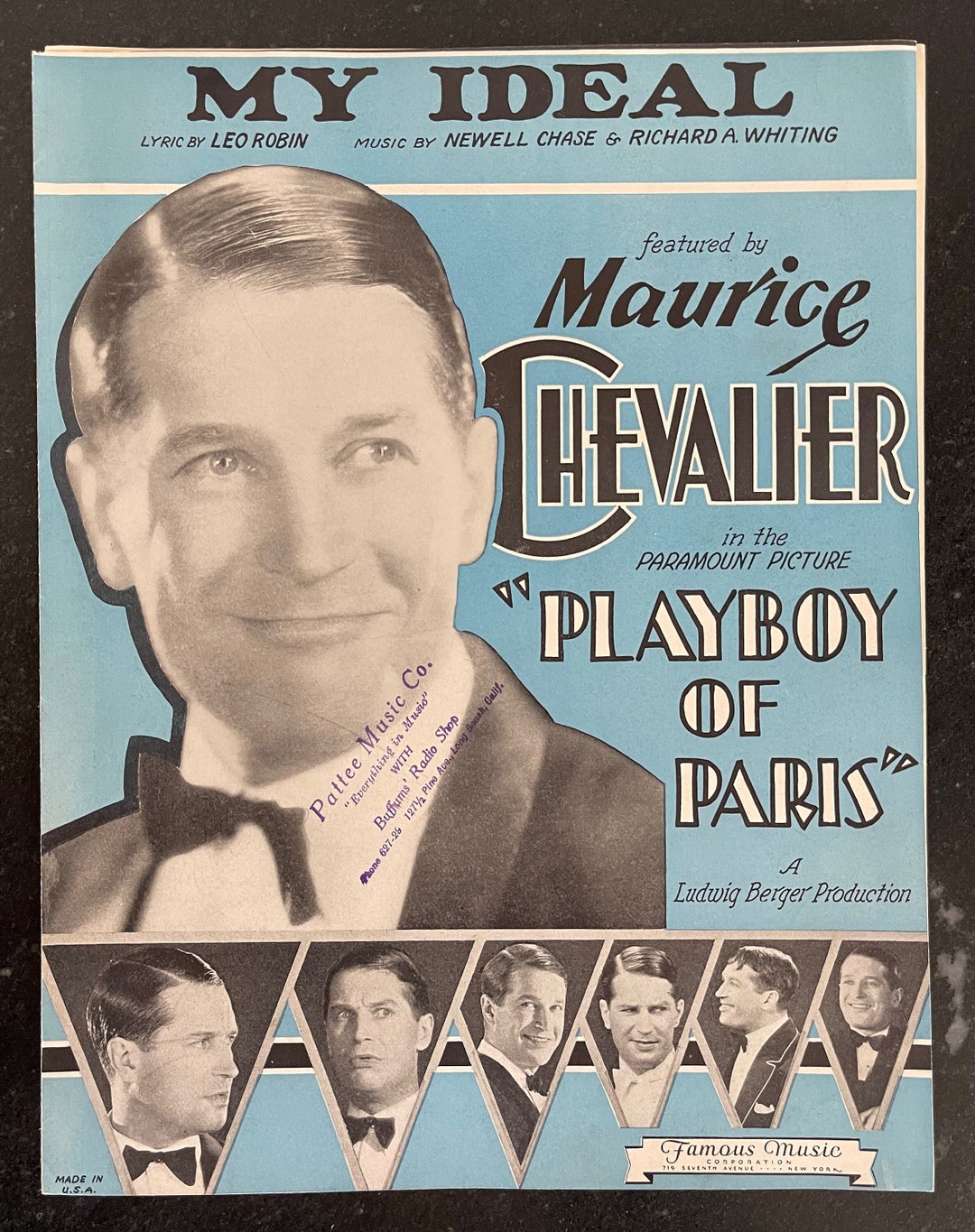 1930 MAURICE CHEVALIER, Playboy of Paris, my Ideal / Leo Robin, Newell ...