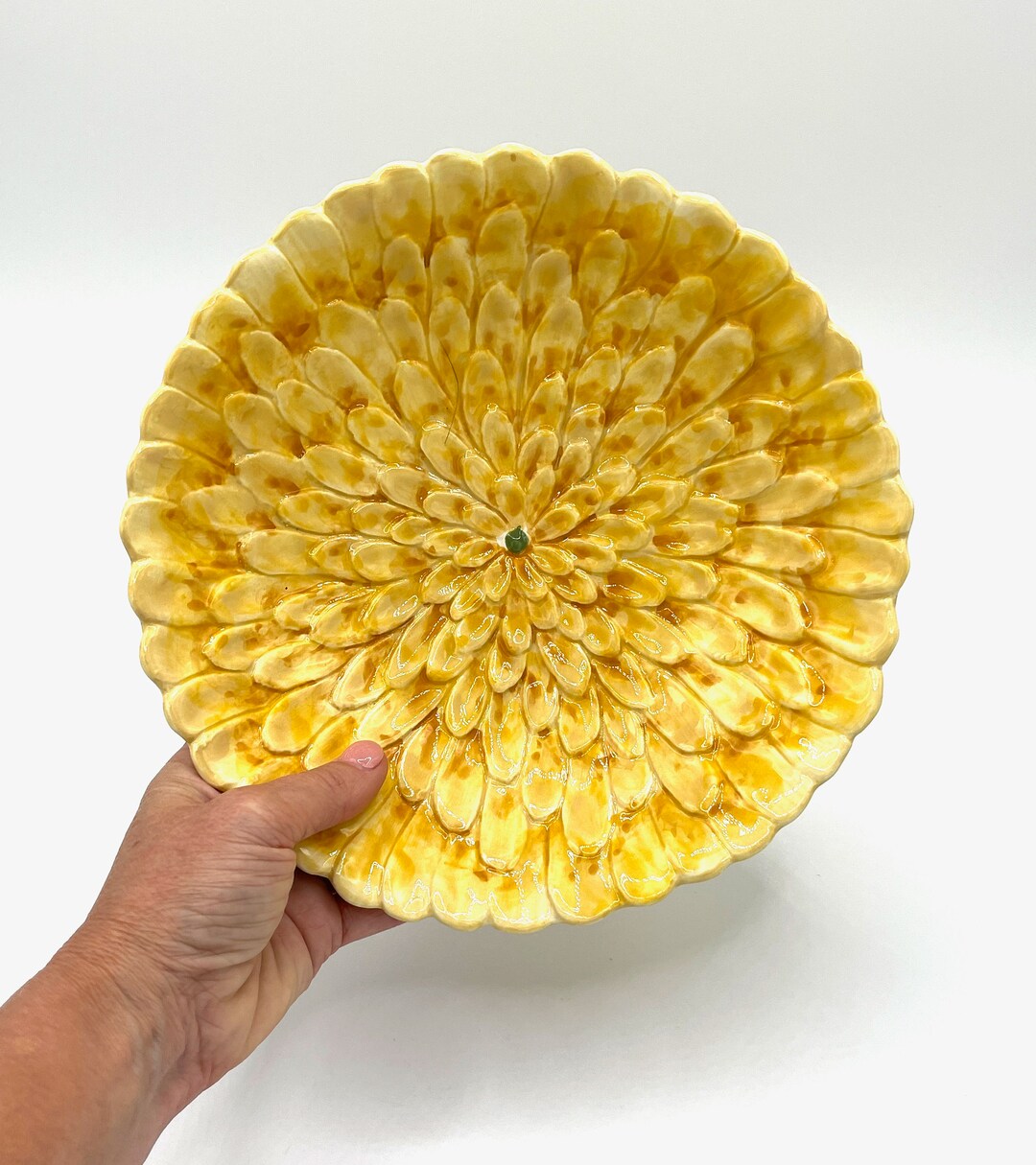 Large 8.5" Floral Bowl, Yellow Mum, Vintage Ceramic MAXCERA MUM FLORALS ...