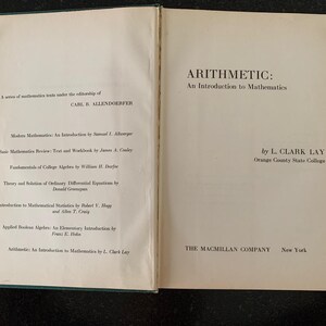 1961 Vintage Math Textbook - ARITHMETIC an Introduction to Mathematics ...