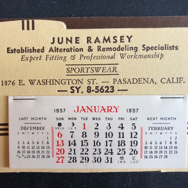 Vintage 1950s Calendar - Etsy