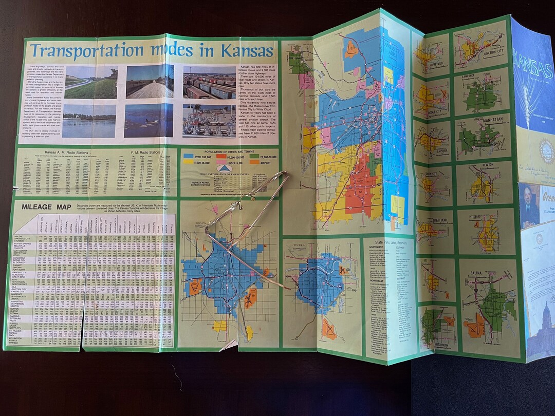 1978 Vintage Kansas Transportation Map: AM/FM Radio Stations - Etsy