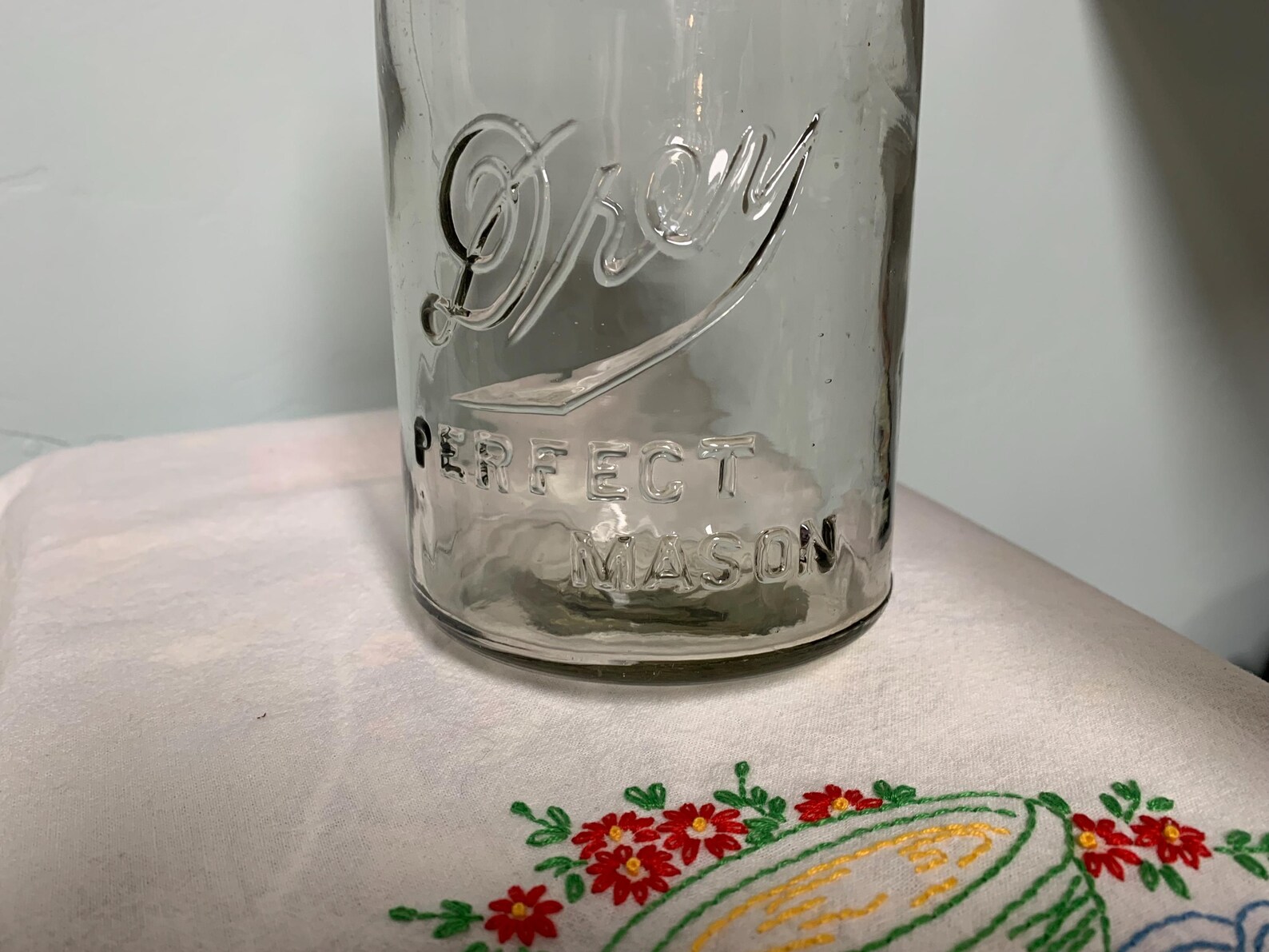 Early 1900s DREY PERFECT Mason Jar Quart Size Sloped Shoulder Antique ...