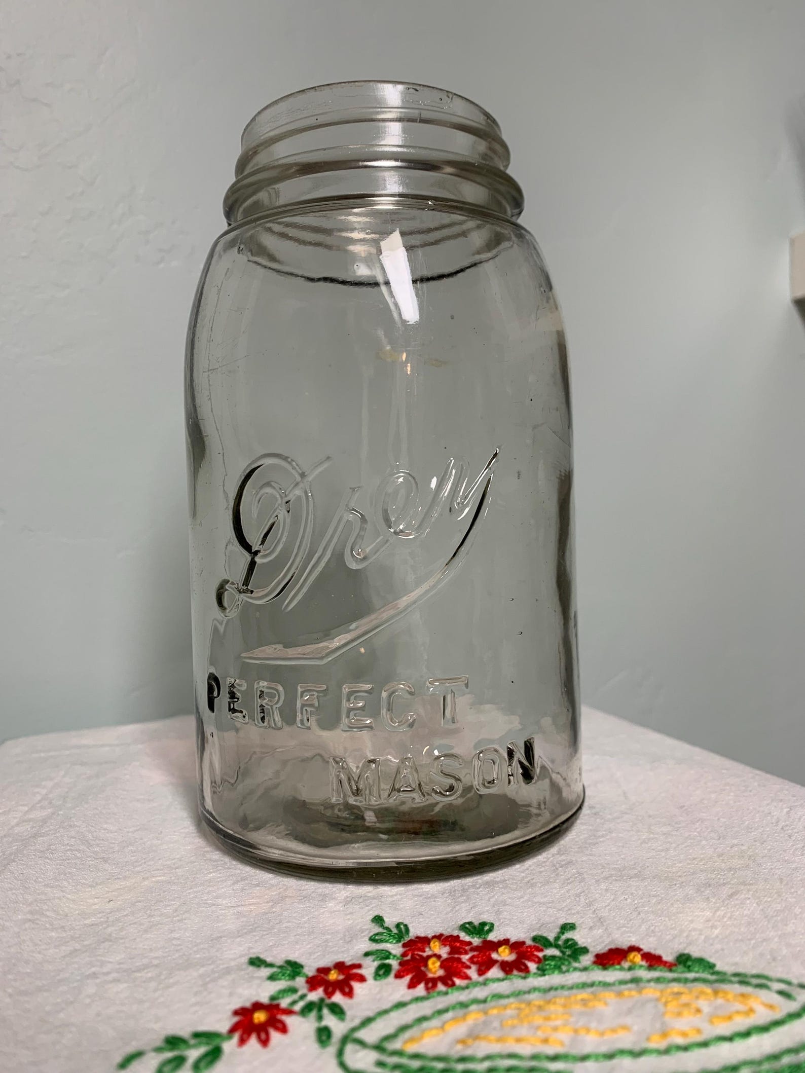 Early 1900s DREY PERFECT Mason Jar Quart Size Sloped Shoulder Antique ...