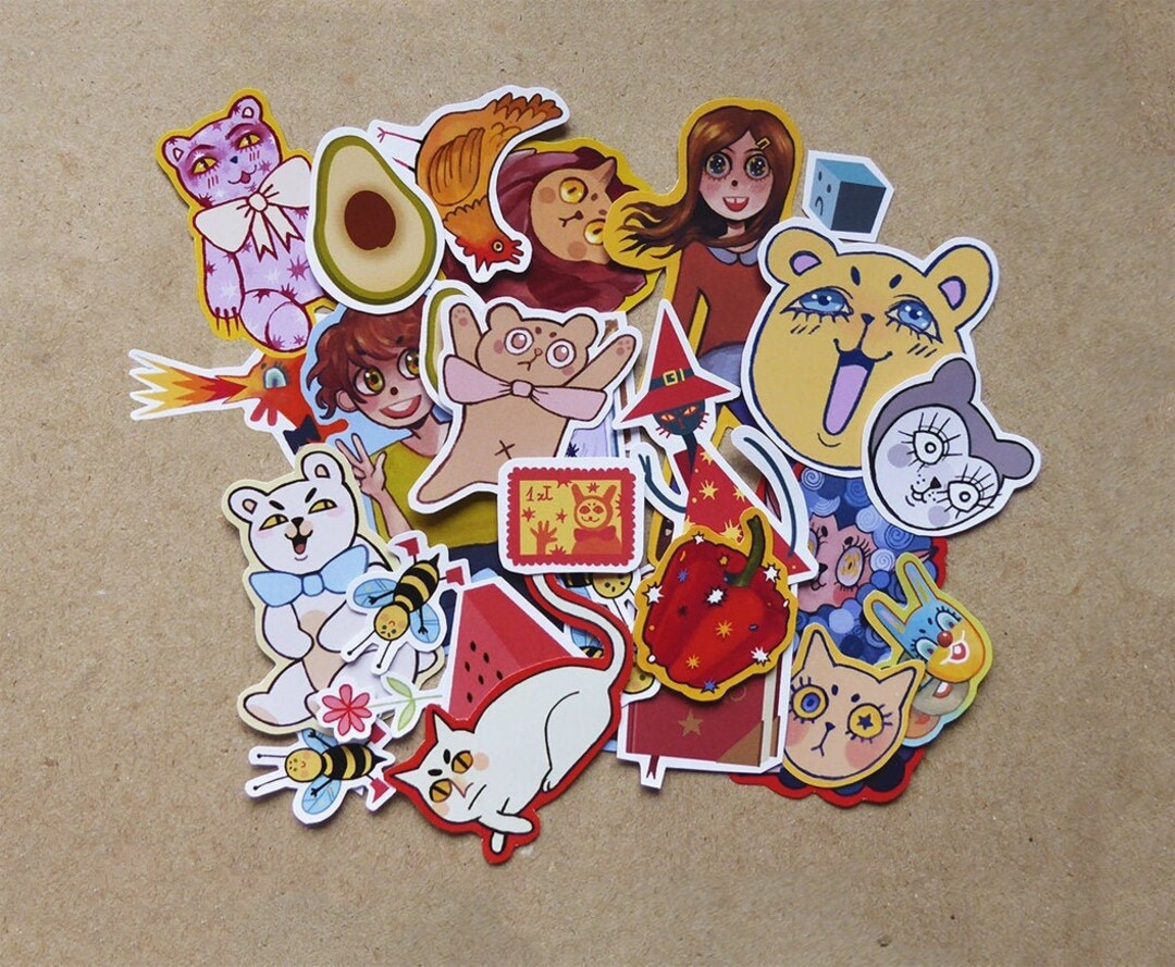 A lot of stickers pack 32 strickers - Etsy Polska