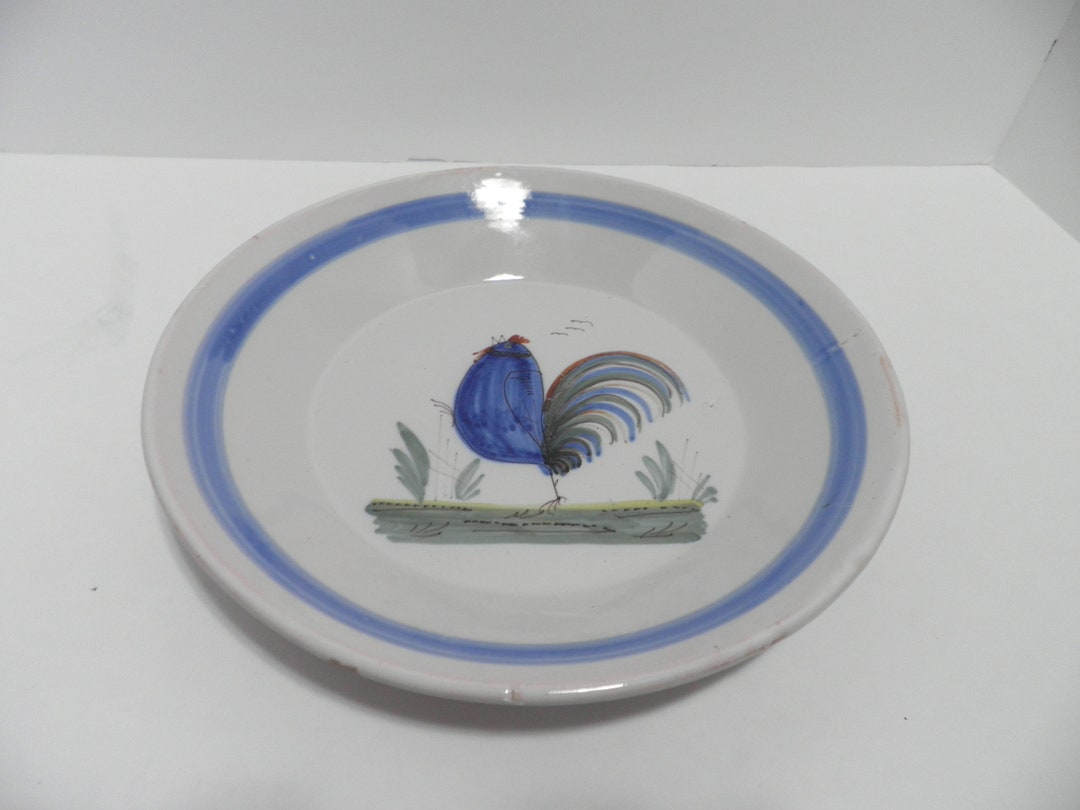 HR QUIMPER Blue Rooster Pie Plate - Etsy