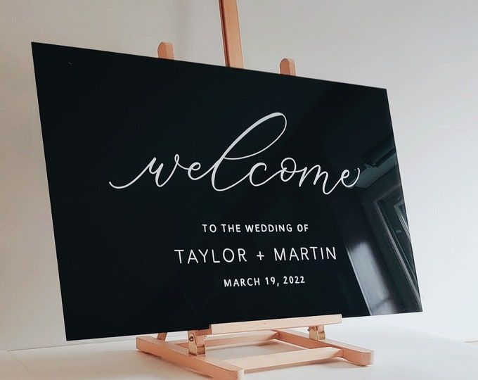 Welcome Wedding Sign | Hand Lettered Acrylic Sign | Welcome Sign ...