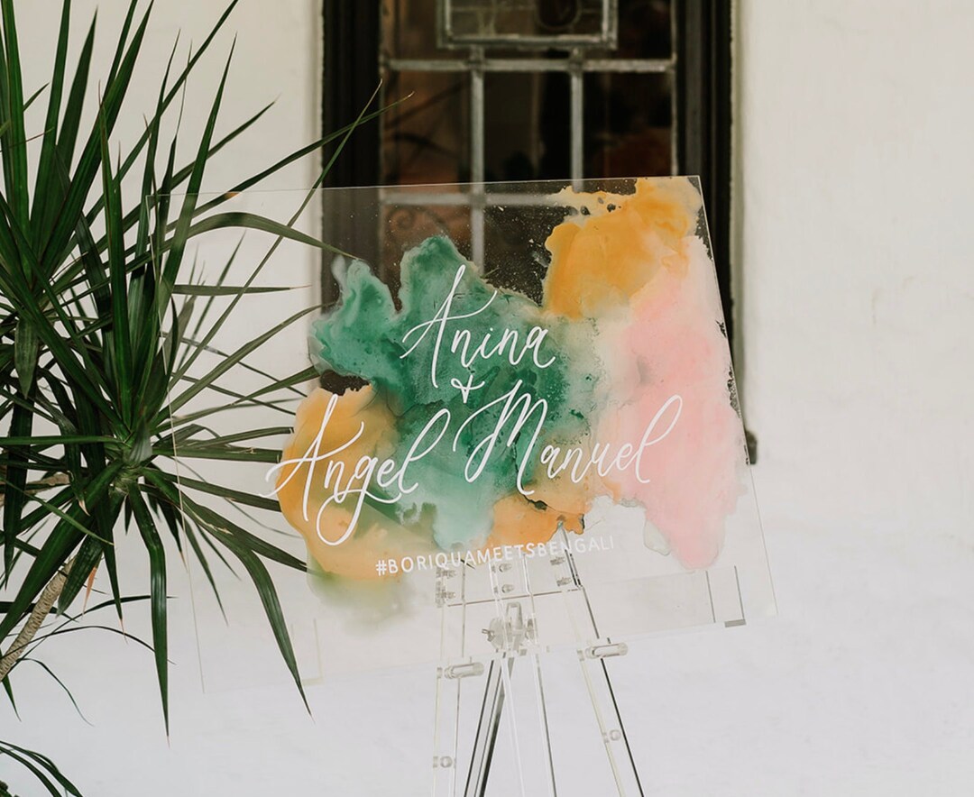 Customizable Painted Watercolor Acrylic Sign | Hand Lettered Acrylic ...