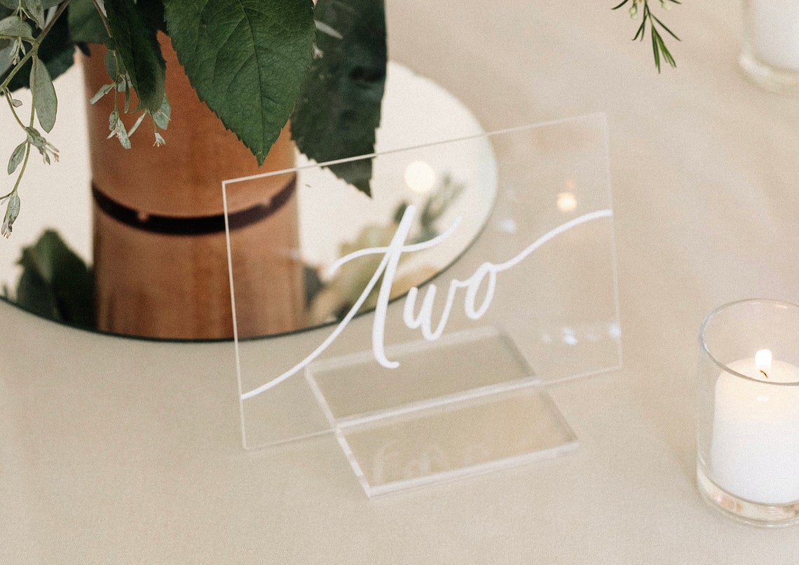 Clear Acrylic Table Numbers Hand Lettered Table Numbers - Etsy