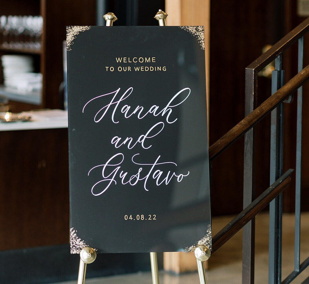 Welcome Wedding Sign With Gold Foil | Acrylic Sign | Welcome Sign ...