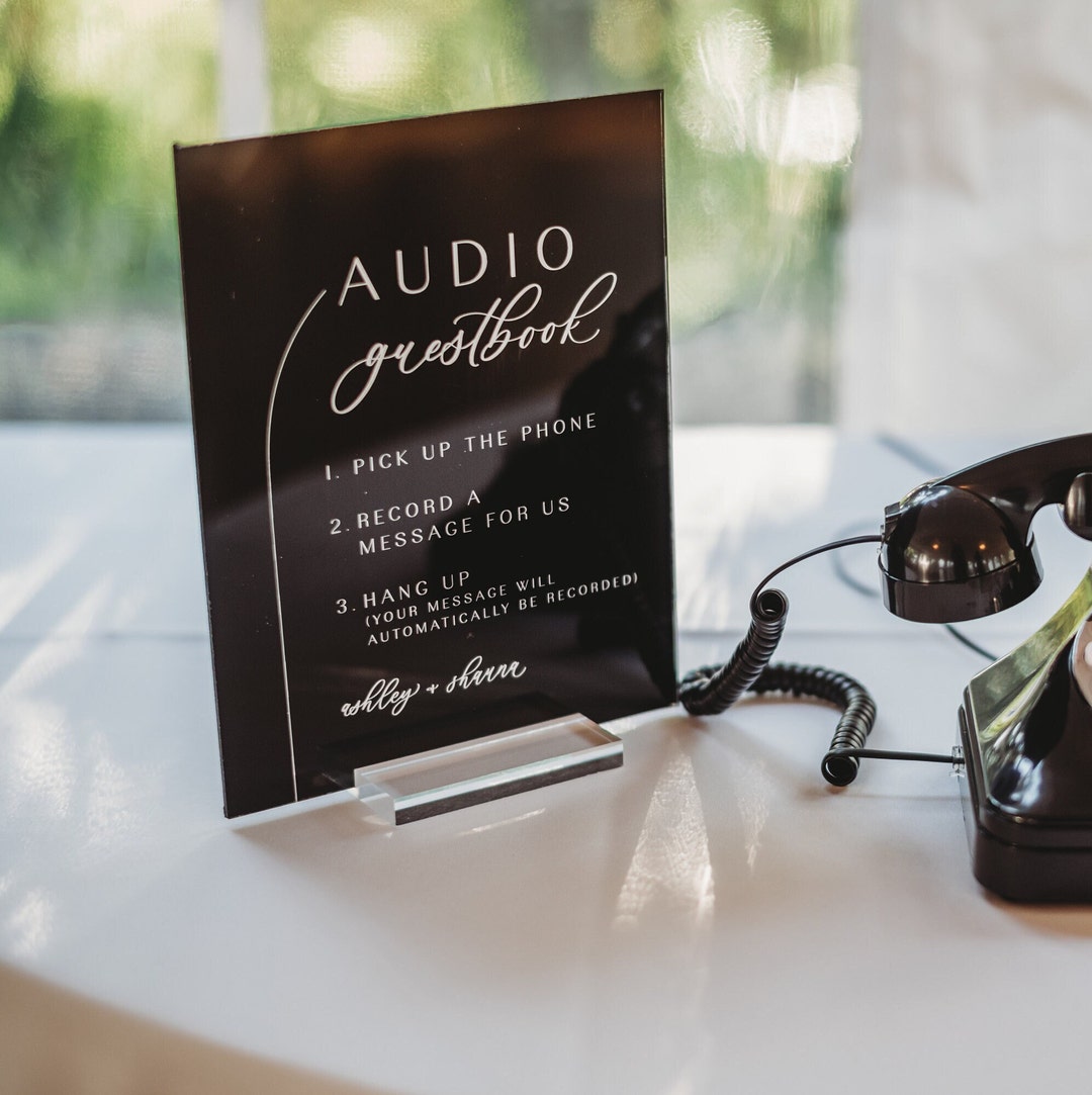 Modern Audio Guestbook Sign | Acrylic Sign | Leave A Message After the ...