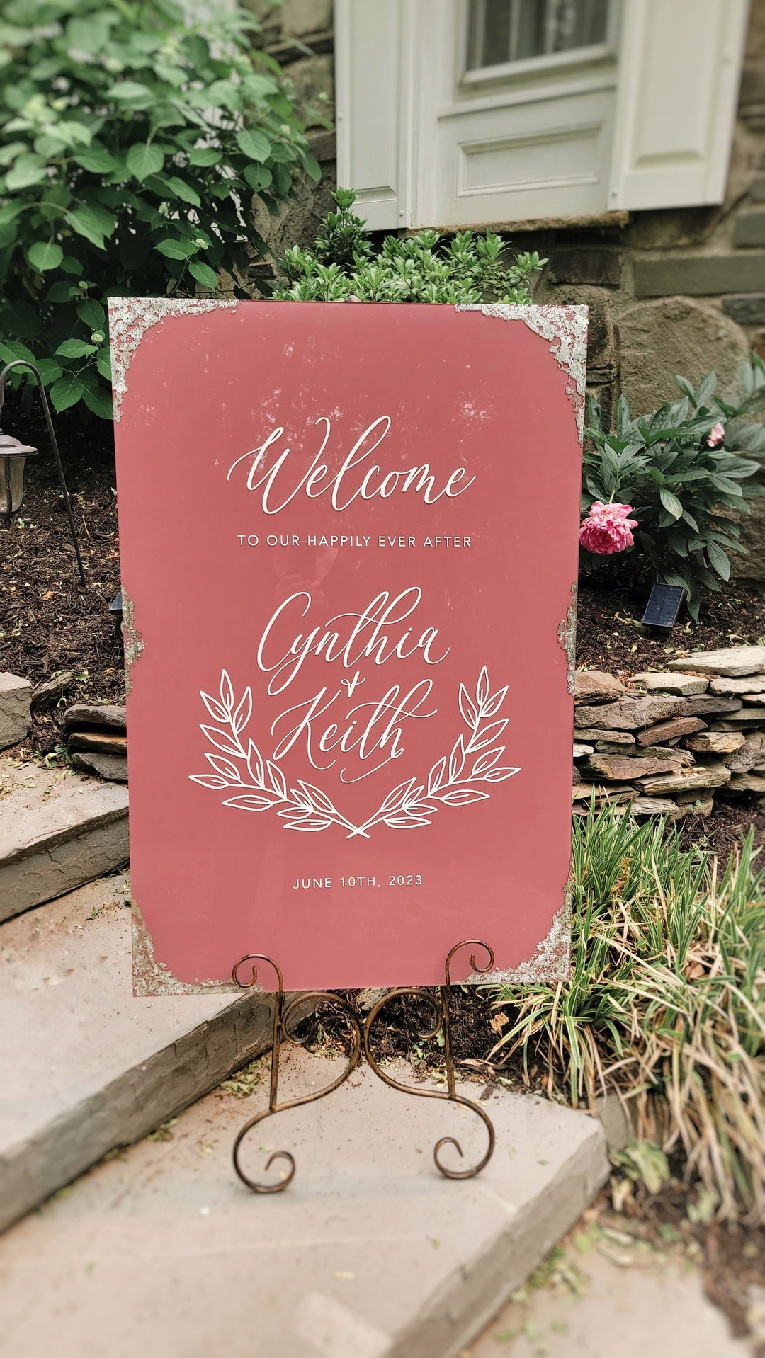 Welcome Wedding Sign With Foil Edges | Gold Foil Wedding Sign | Hand ...