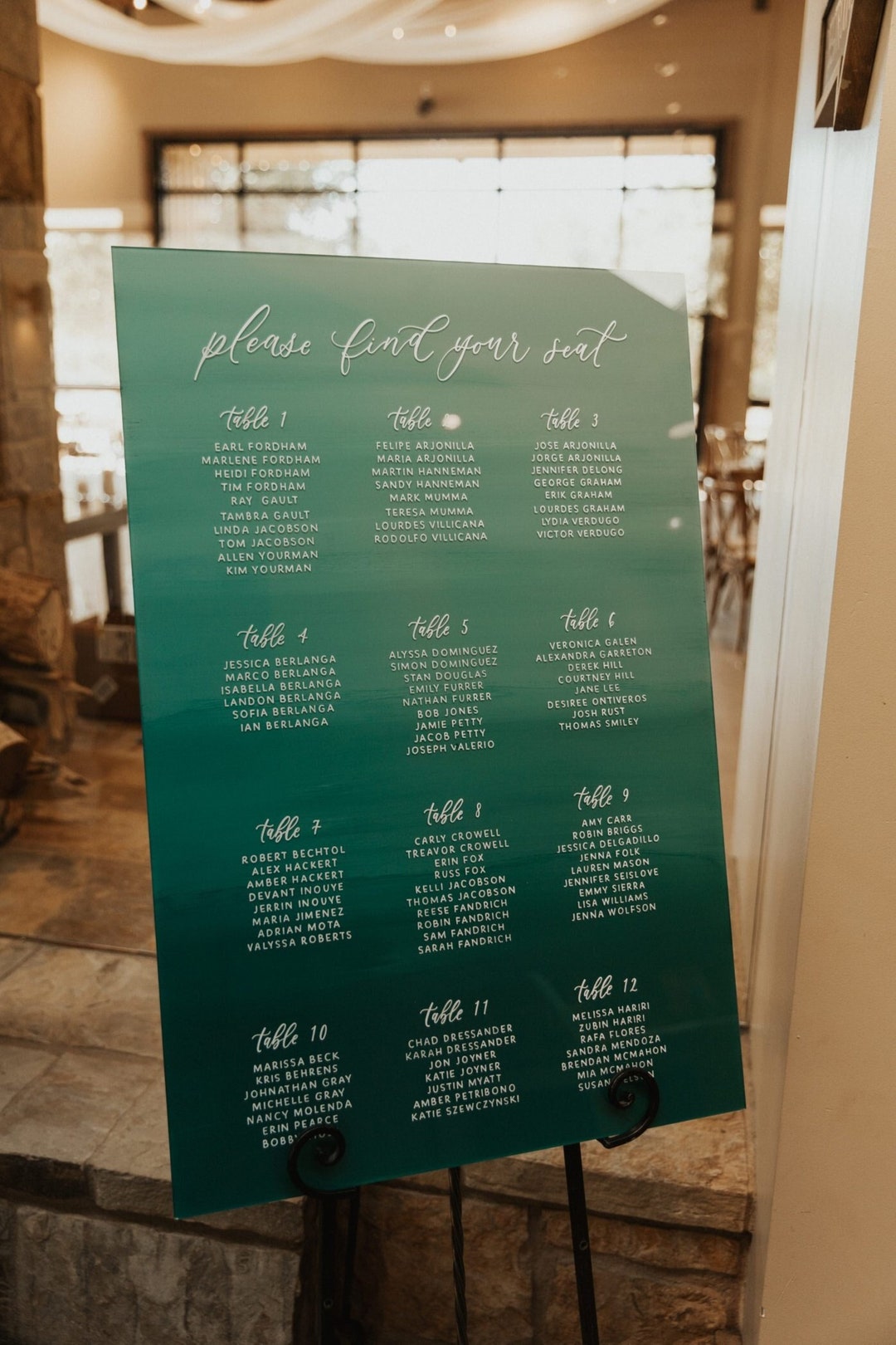 Acrylic Seating Chart With Painted Gradient | Please Find Your Seat ...