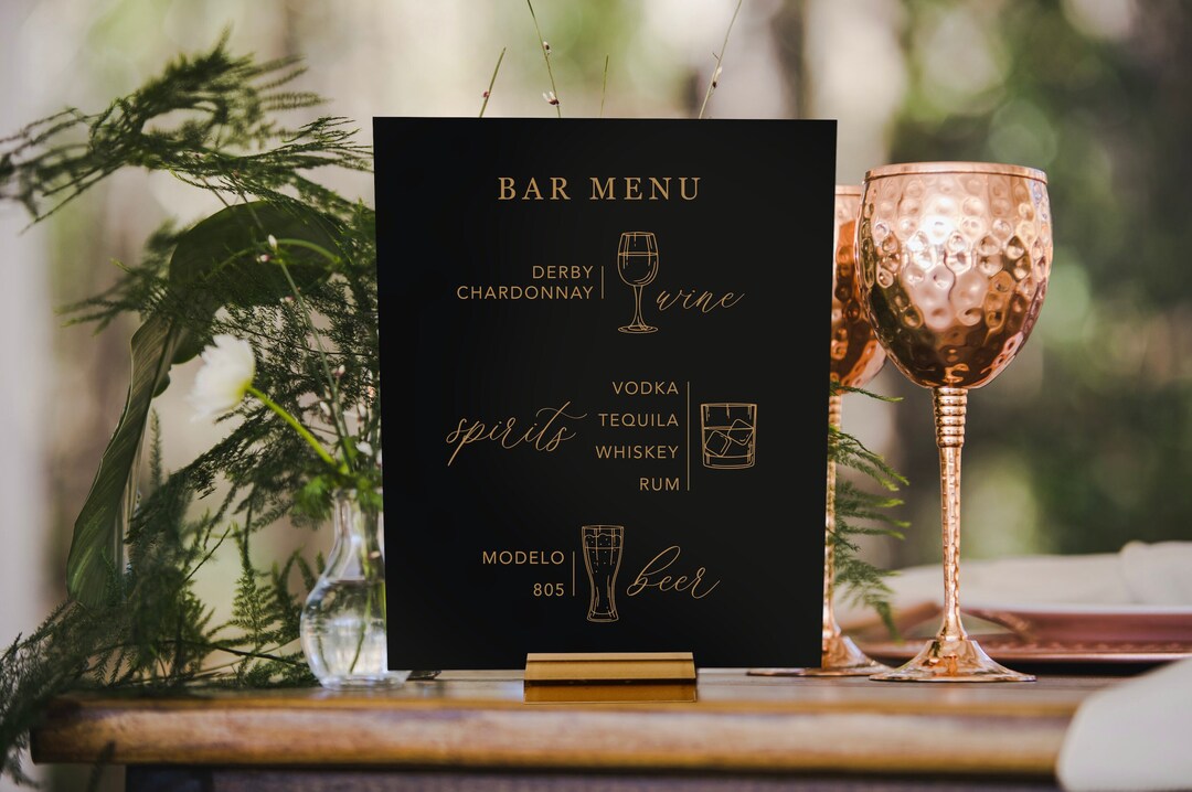 Bar Menu Acrylic Sign | Modern Acrylic Sign | Table Wedding Sign ...