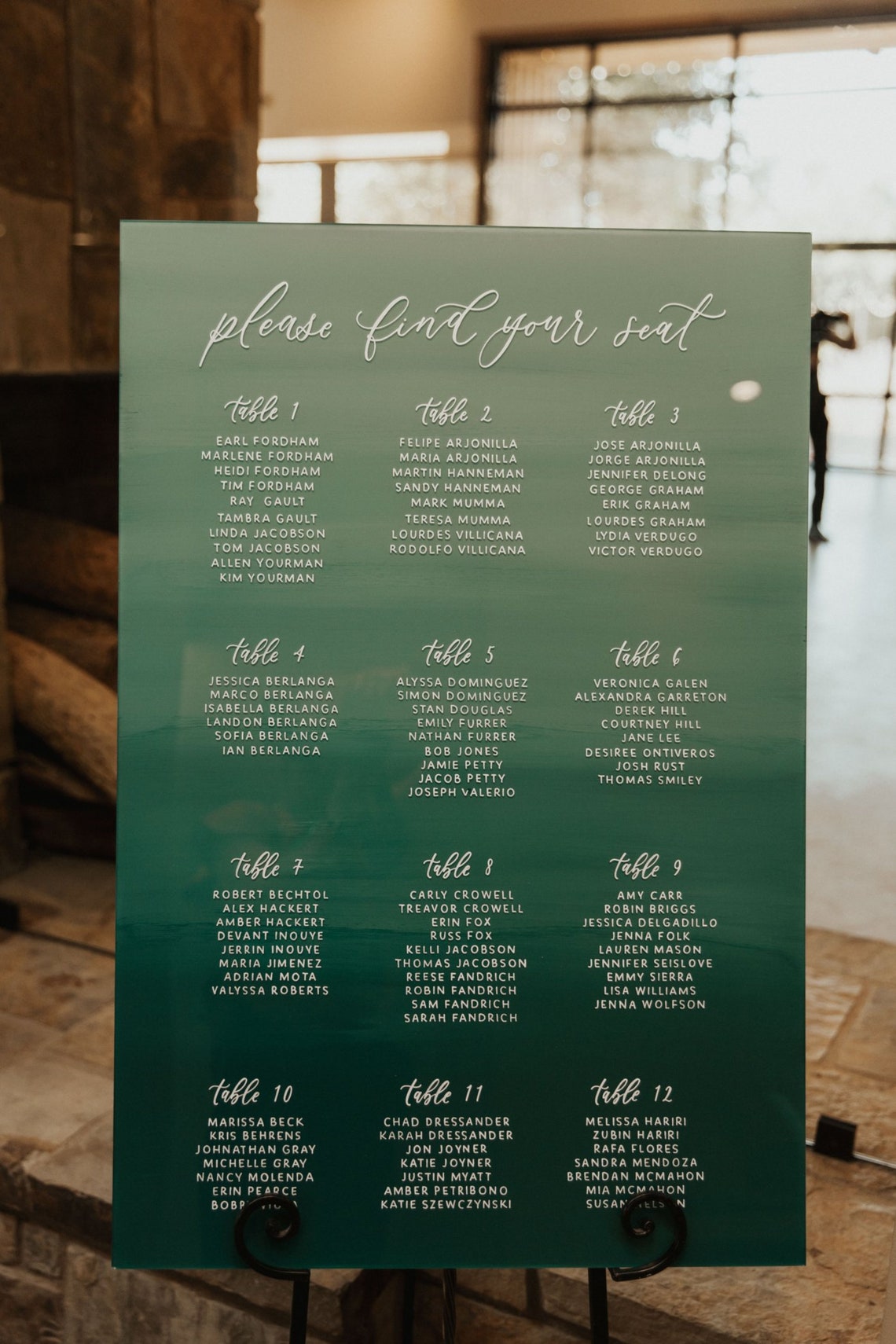 Acrylic Seating Chart With Painted Gradient | Please Find Your Seat ...