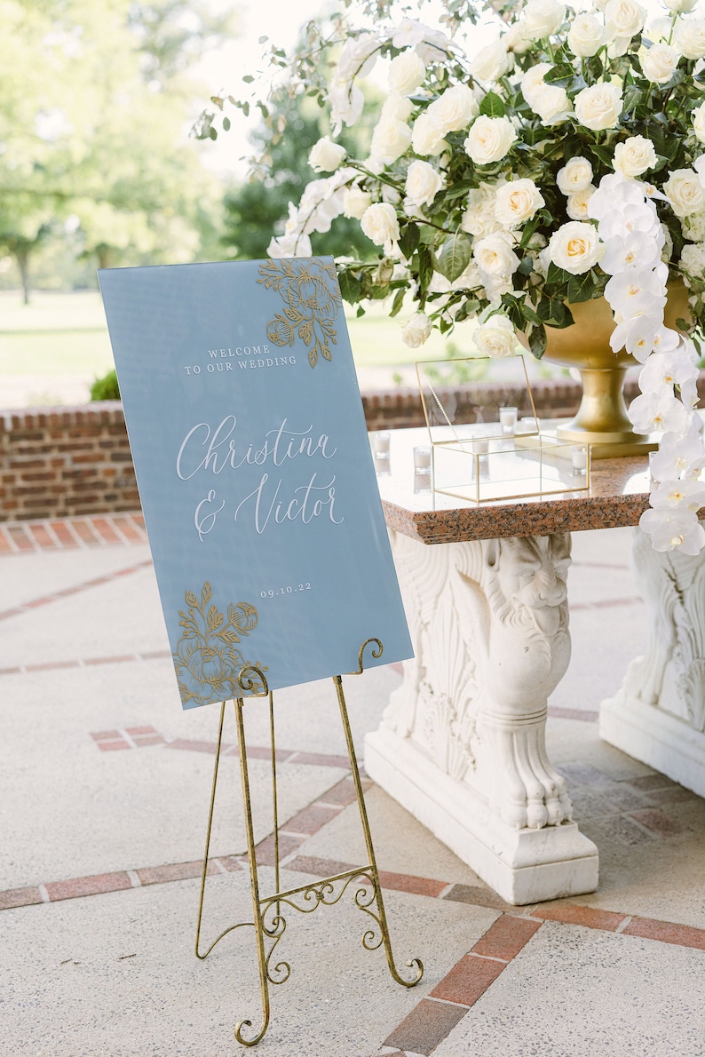 Welcome to Our Wedding Sign With Corner Flower Illustrations | Acrylic ...