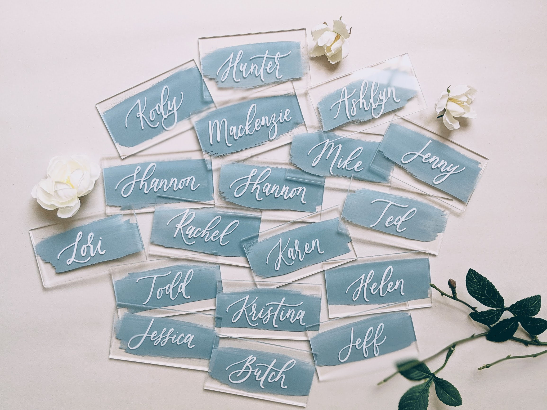 Brush Painted Acrylic Place Cards Hand Lettered Name Plates - Etsy Canada