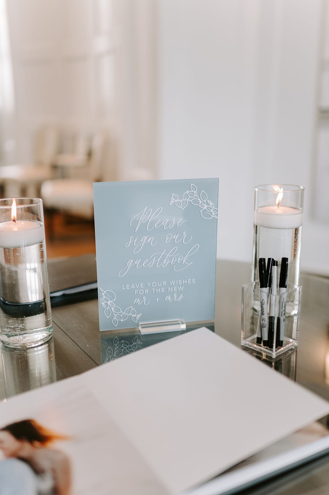Please Sign Our Guestbook Acrylic Painted Sign | Wedding Guestbook Sign ...