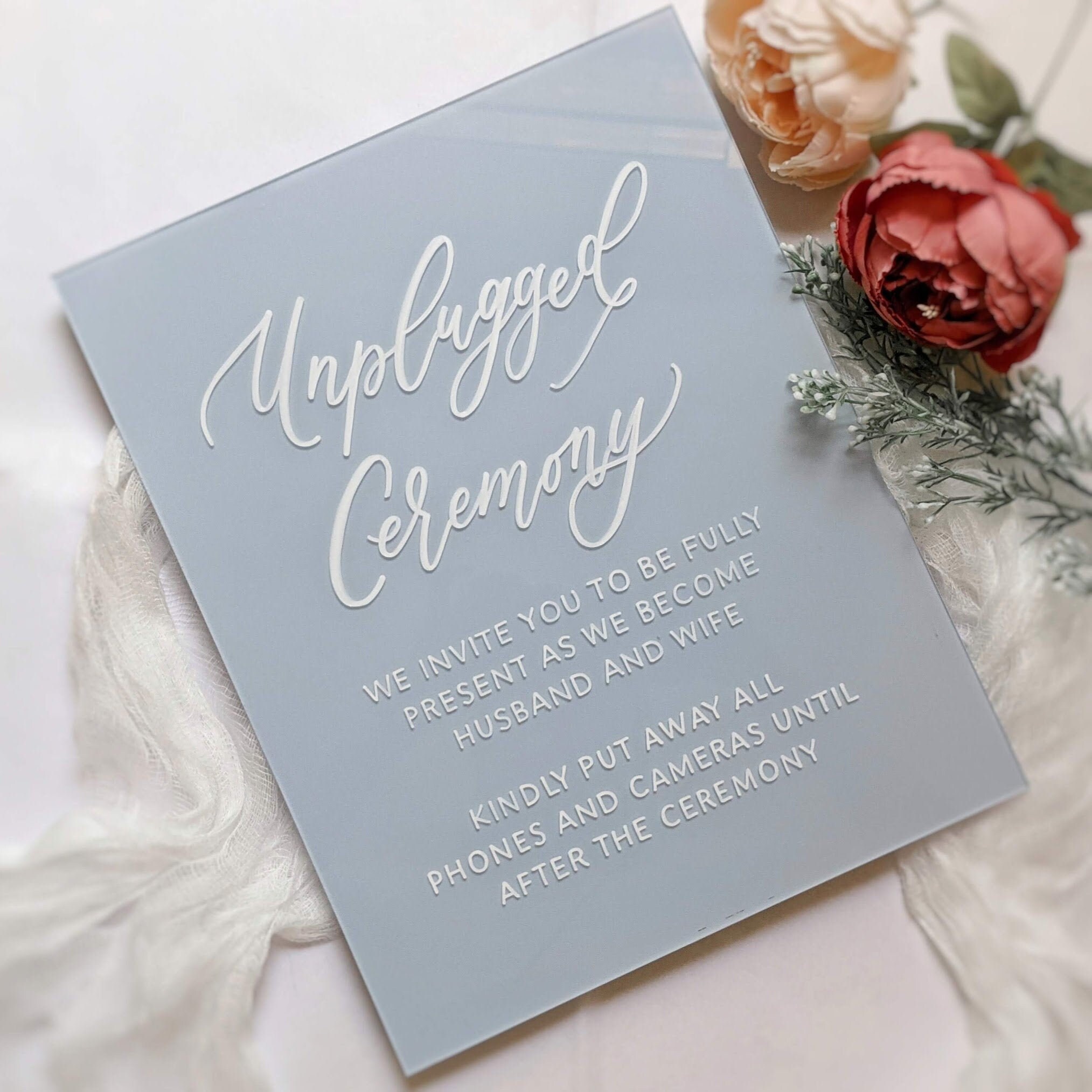 Unplugged Ceremony Table Sign Hand Lettered Acrylic Sign - Etsy