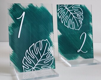 Monstera Leaf Table Number Tropical Table Number Hand - Etsy