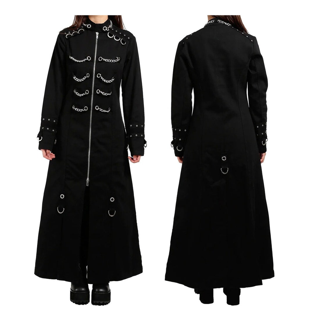 Women Ladies Gothic Uniform Long Coat Rock Cosplay Steampunk Fashion ...