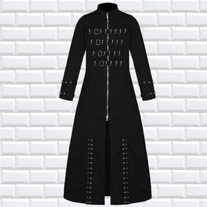 Men Handmade Black HELLRAISER Gothic Punk Pinhead VAMPIRE Jacket TRENCH ...