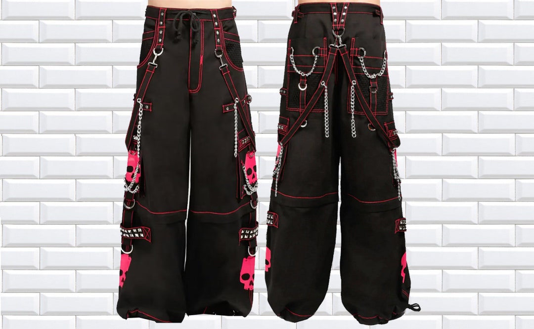 Gothic Pant Pink Super Skull Gothic Cyber Chain Goth Jeans Punk Rock ...