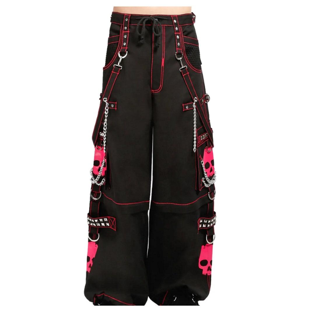 Gothic Pant Pink Super Skull Gothic Cyber Chain Goth Jeans Punk Rock ...