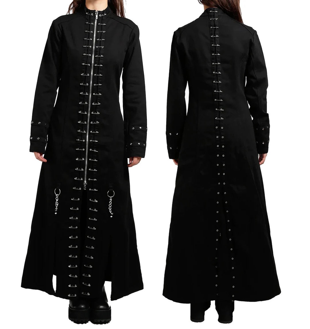 Women Ladies Gothic Uniform Long Coat Rock Cosplay Steampunk Fashion ...