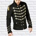 Men Handmade Gold Embroidery Black Military Napoleon Jacket 100% Cotton ...