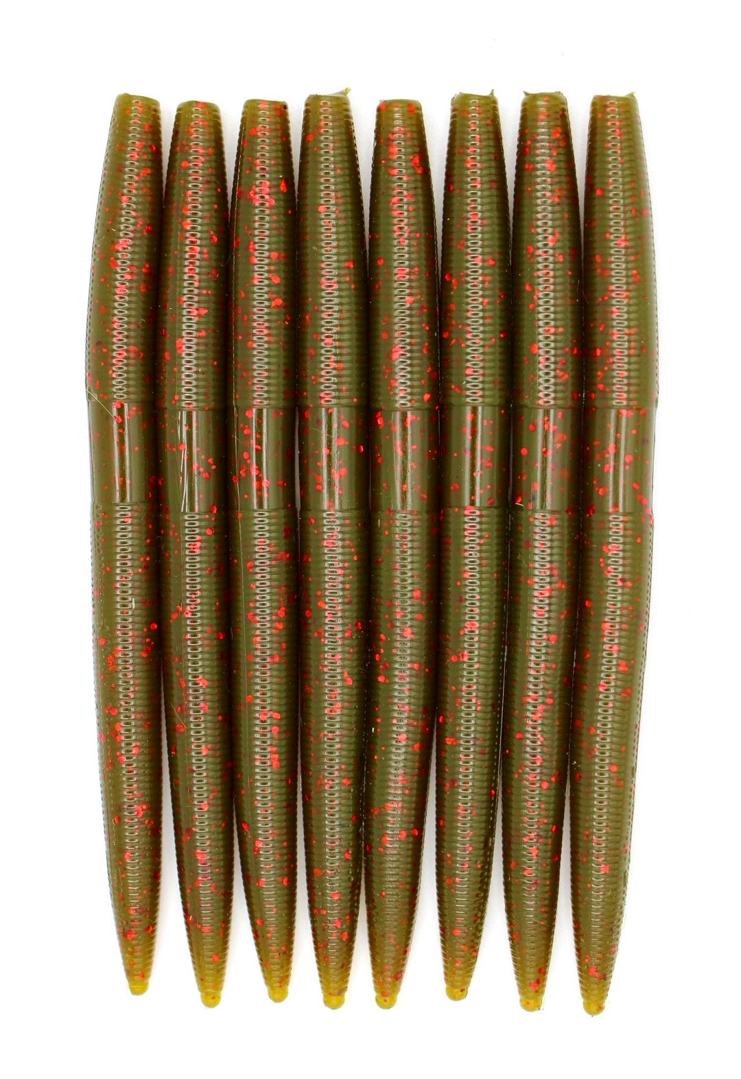 5” Green Pumpkin Red Senko Worm, Soft Plastic Bait - Etsy