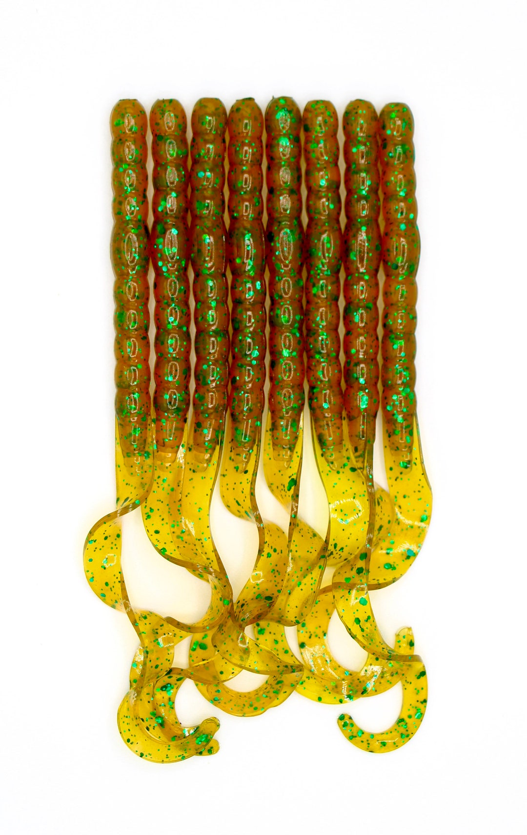 7.5” Gourd Green Ribbon Tail Worm, Soft Plastic Bait - Etsy