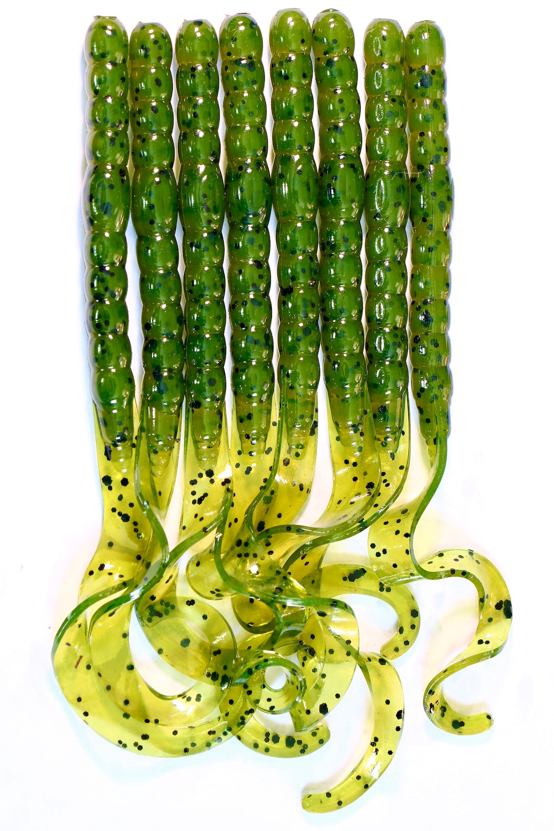 7.5” Watermelon Seed Ribbon Tail Worm, Soft Plastic Bait, Bass Fishing ...