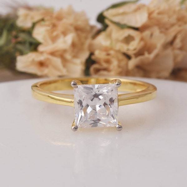 Silver Princess Cut Ring - Etsy