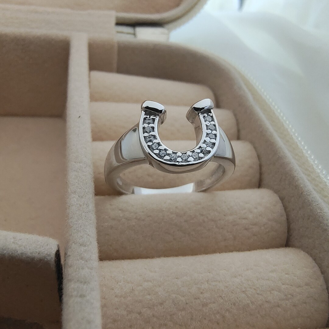 Horseshoe Ring, Genuine 925 Sterling Silver Good Luck Ring, Lucky ...
