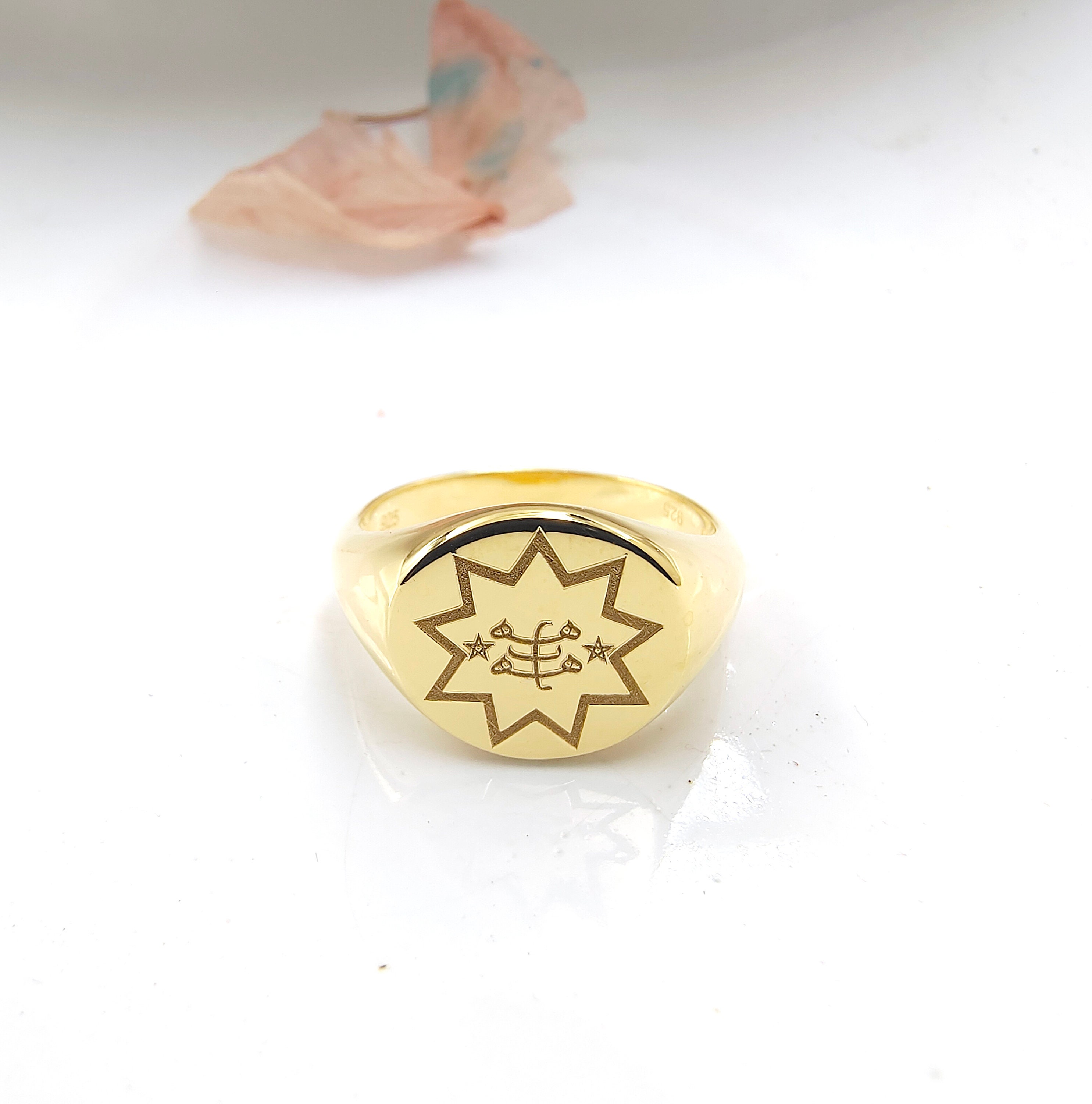 Baha'i Ring Baha'i Signet Ring 12 Mm Round Sterling - Etsy Canada