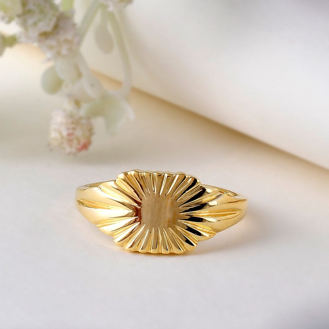 Sun Ring With Initial, Sunbeam Ring, Signet Ring, Mens Womens Ring, 925 ...