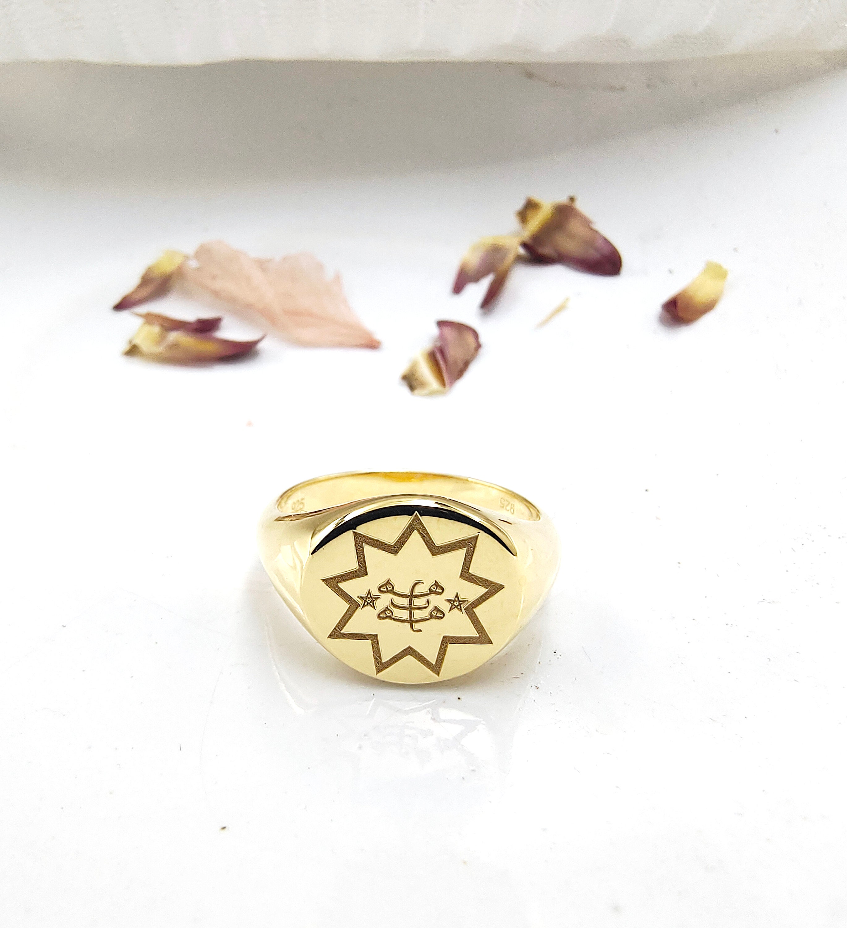 Baha'i Ring Baha'i Signet Ring 12 Mm Round Sterling - Etsy Canada