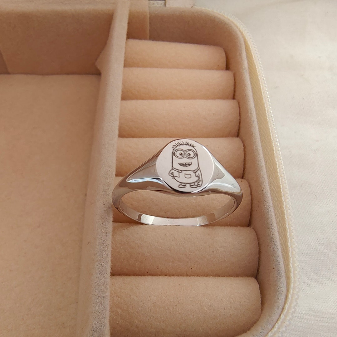 Minion Ring, 925 Sterling Silver Minions Ring, Gold Signet Ring ...