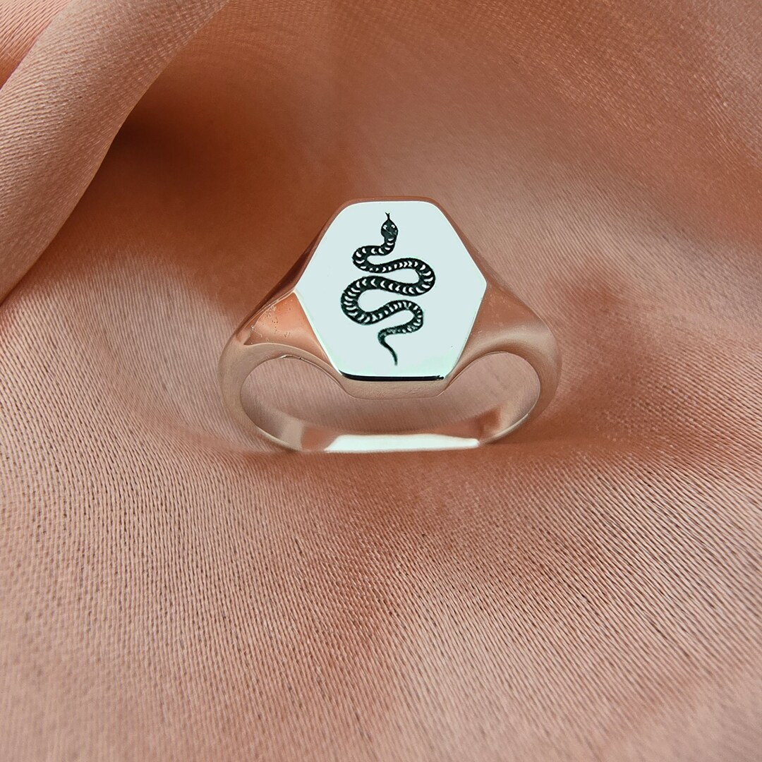 Snake Signet Ring | Serpent Ring | Snake Engraved Ring | Snake Jewelry ...
