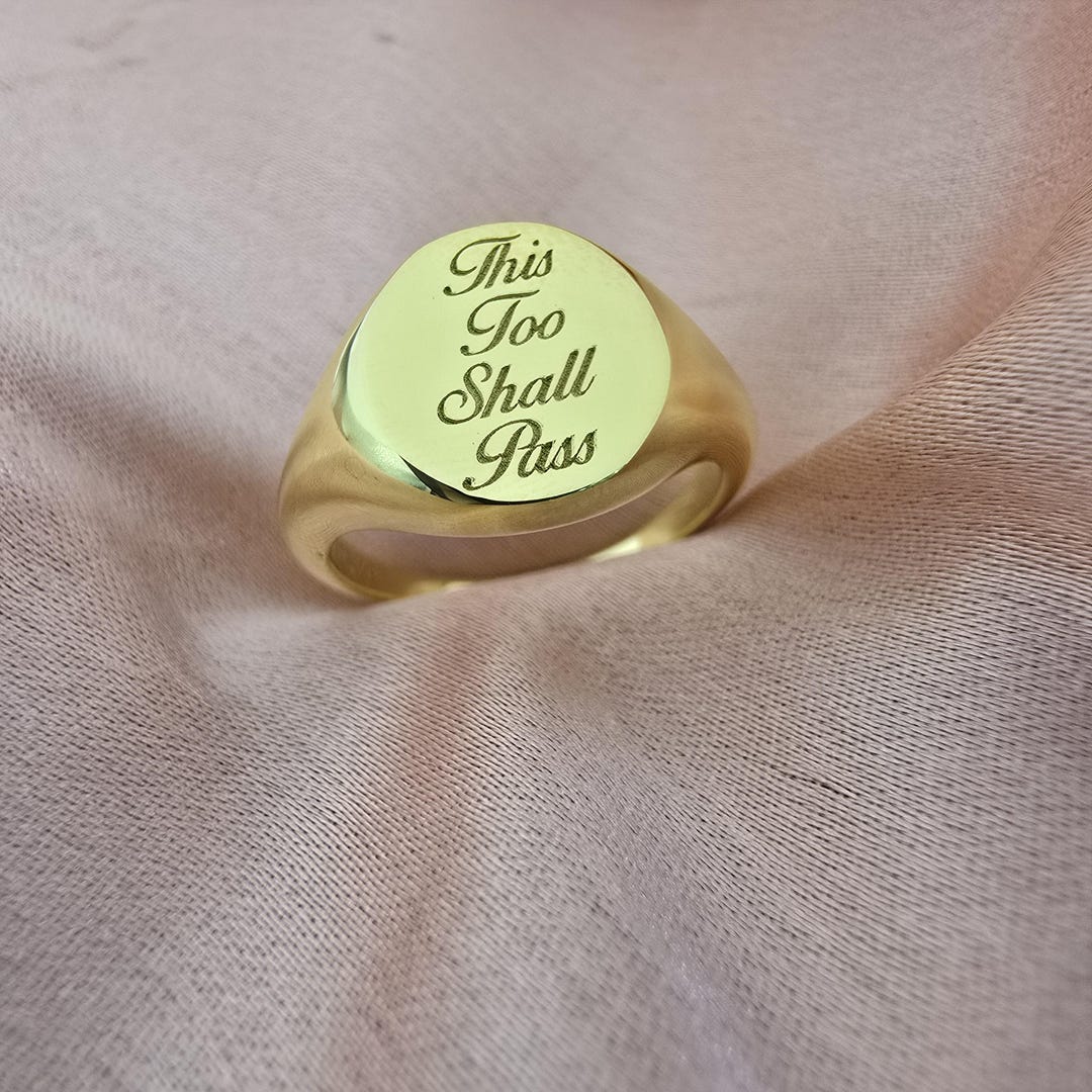 Personalized Quote Signet Ring, Quotes Engraved Ring, This Too Shall ...