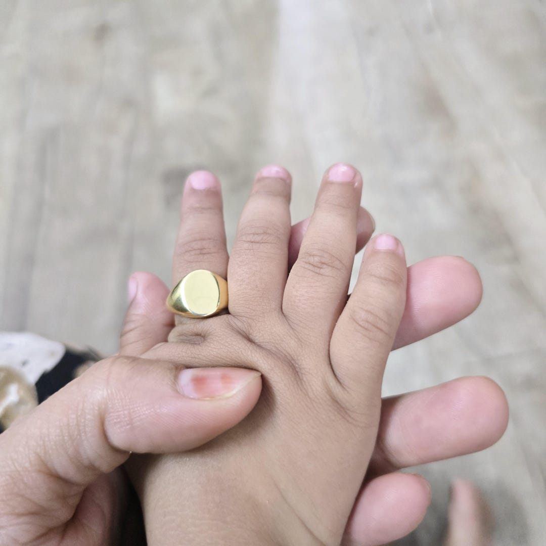 8/10 Mm Oval Gold Signet Ring for Kids, Toddler, Gift for Children ...