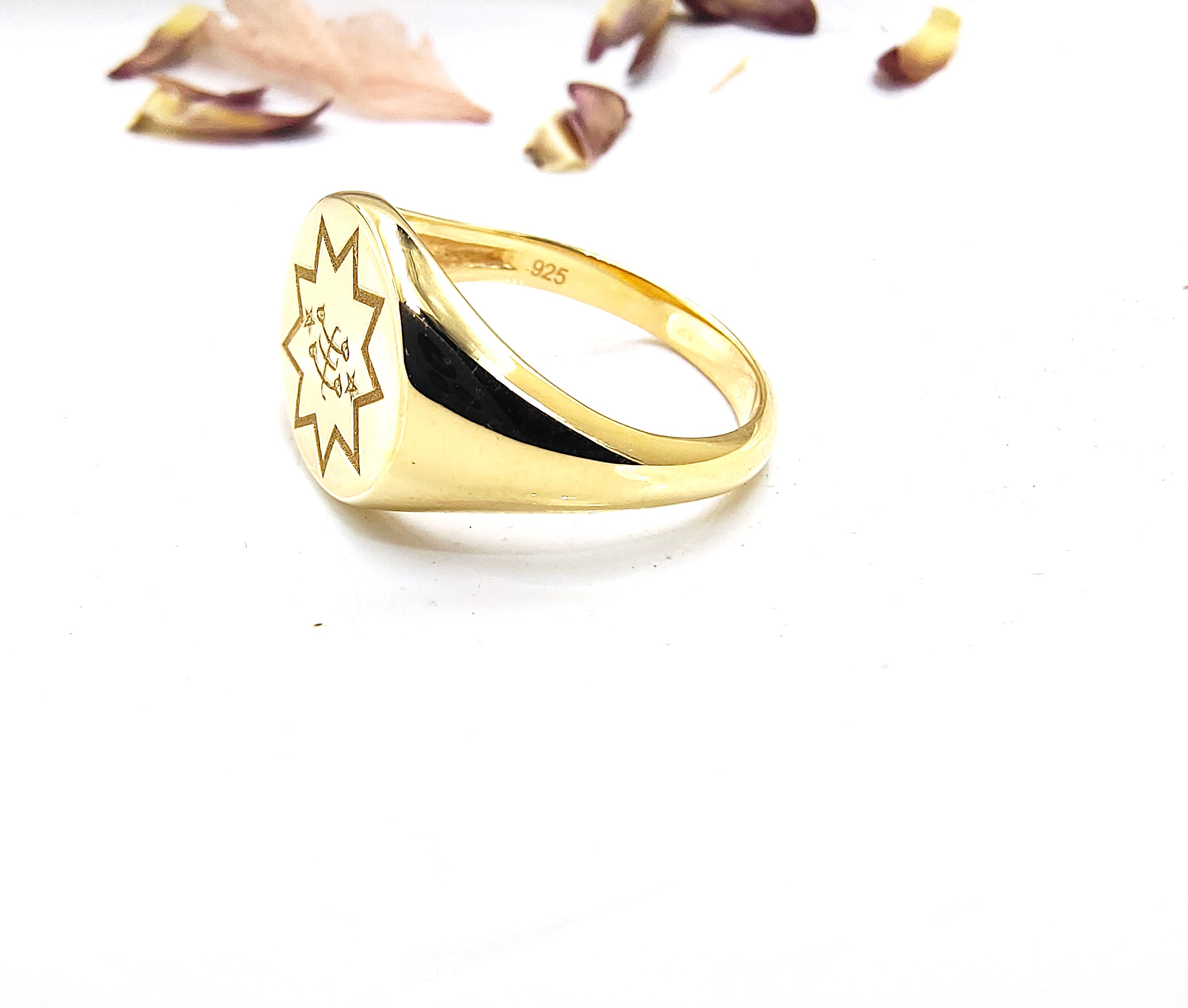 Baha'i Ring Baha'i Signet Ring 12 Mm Round Sterling - Etsy Canada