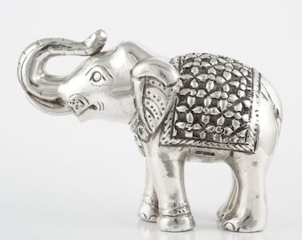 Solid Silver Elephant Statue,hand Carved,elephant Article,silver Statue ...
