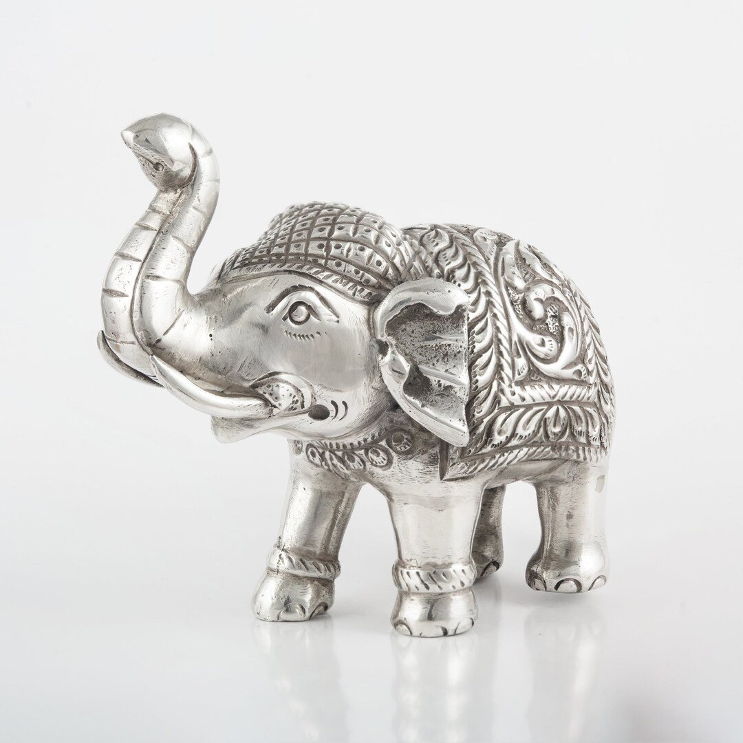 Solid Silver Elephant Statue,hand Carved,elephant Article,silver Statue ...