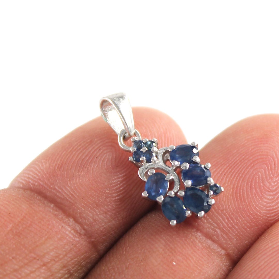 Natural Blue Sapphire Pendant Necklace, Sterling 925 Silver, September ...